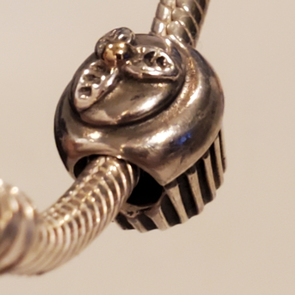 Pandora | Jewelry | Pandora Cupcake Sterling Silver Topped W4k Gold ...